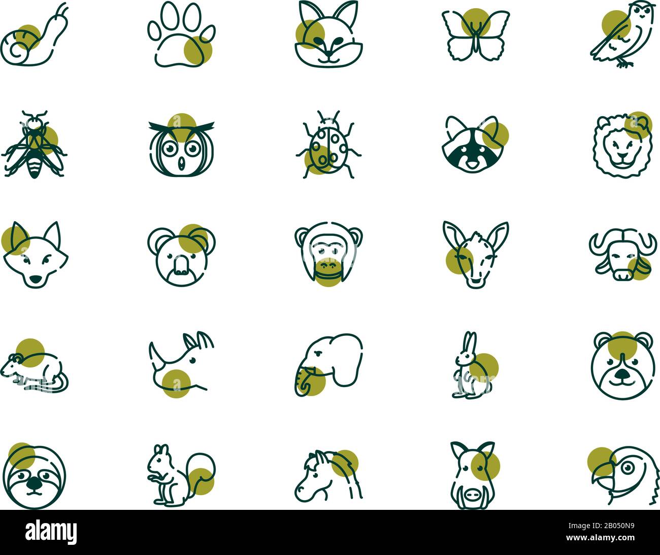 Half line half color style icon set design, Biodiversity animals life ...