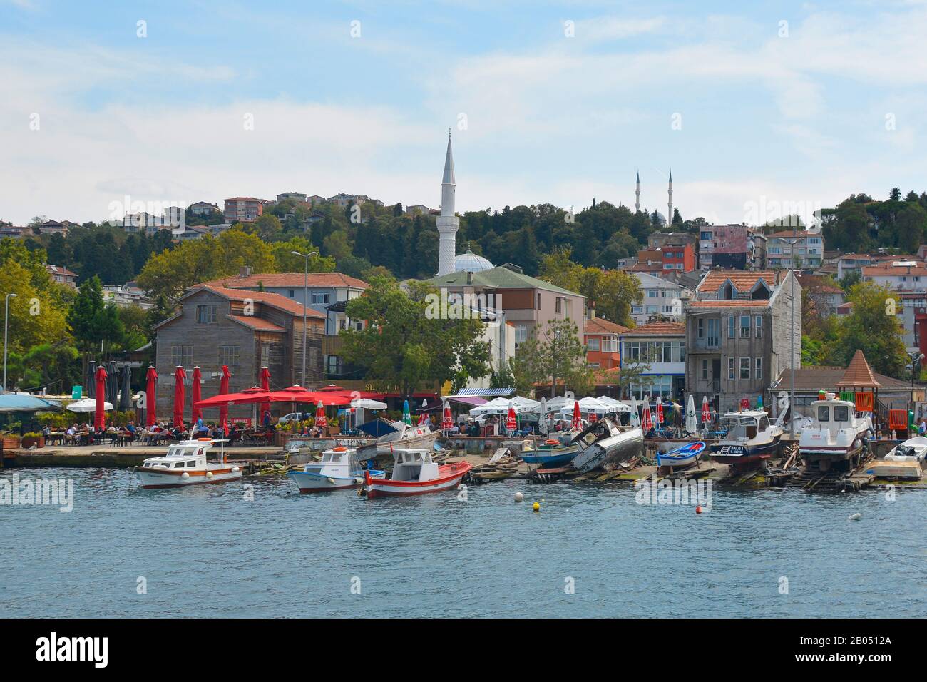 Istanbul, Turkey - September 16th 2019. Restaurants, bars & boats on ...