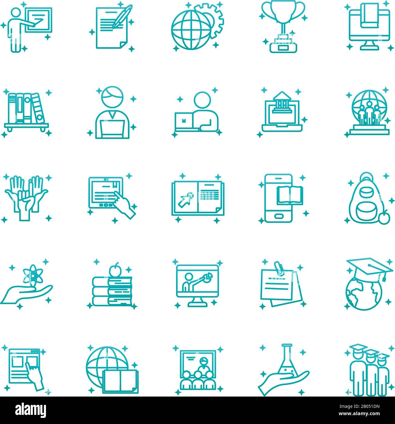 gradient style icon set design, Eduaction school university class ...