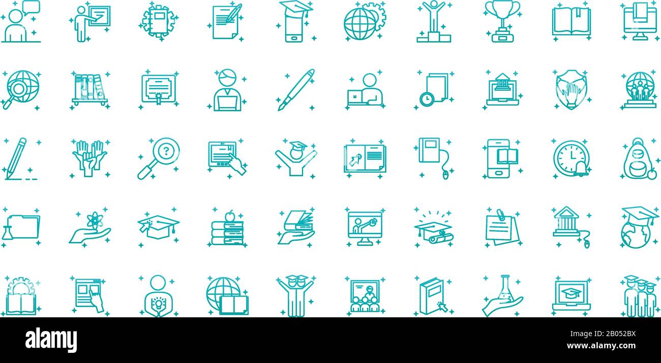 gradient style icon set design, Eduaction school university class ...