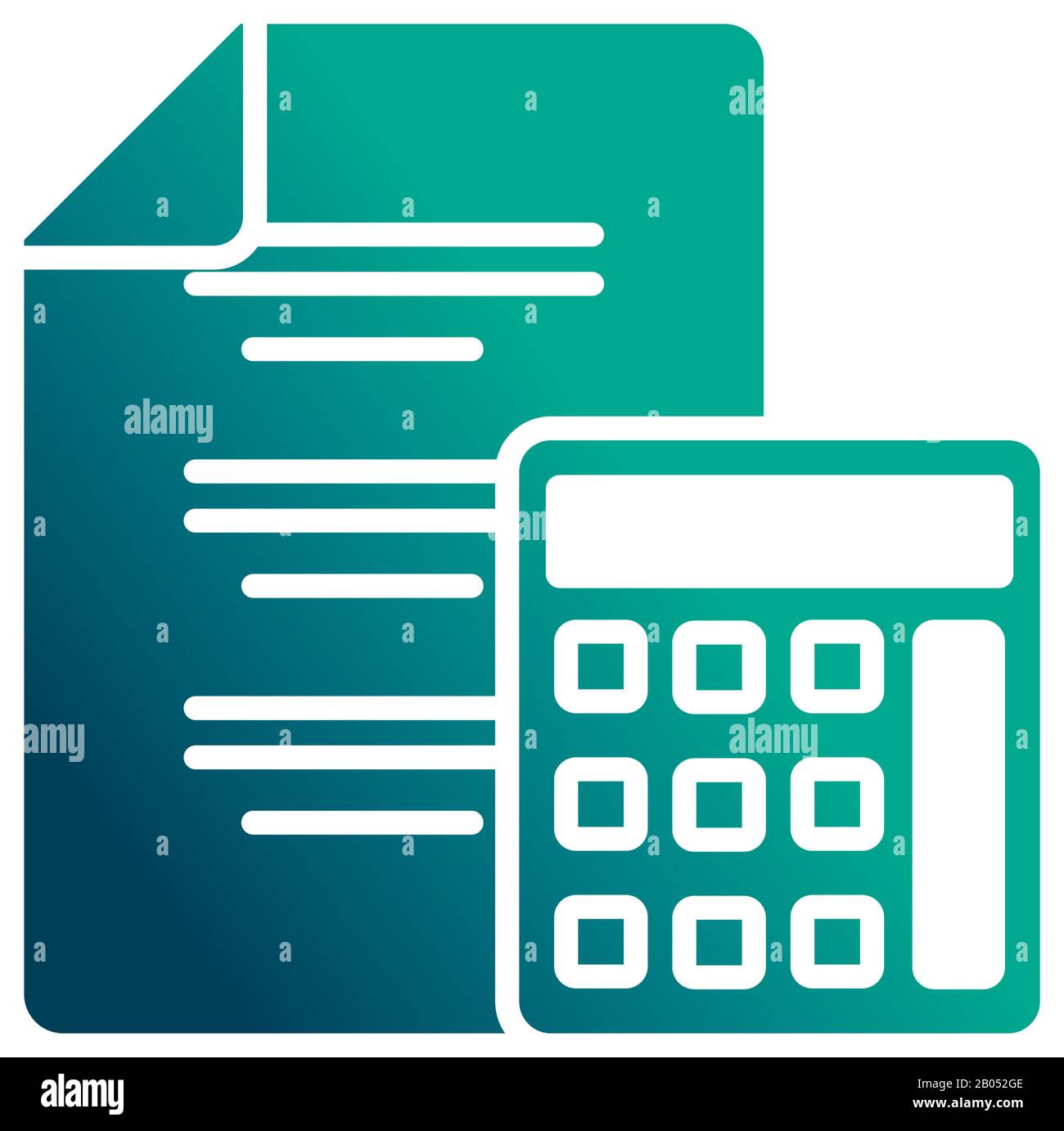 sheet of paper and calculator , gradient style icon vector illustration ...