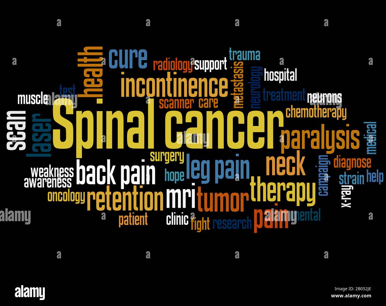 Spinal cancer word cloud concept on black background Stock Photo - Alamy