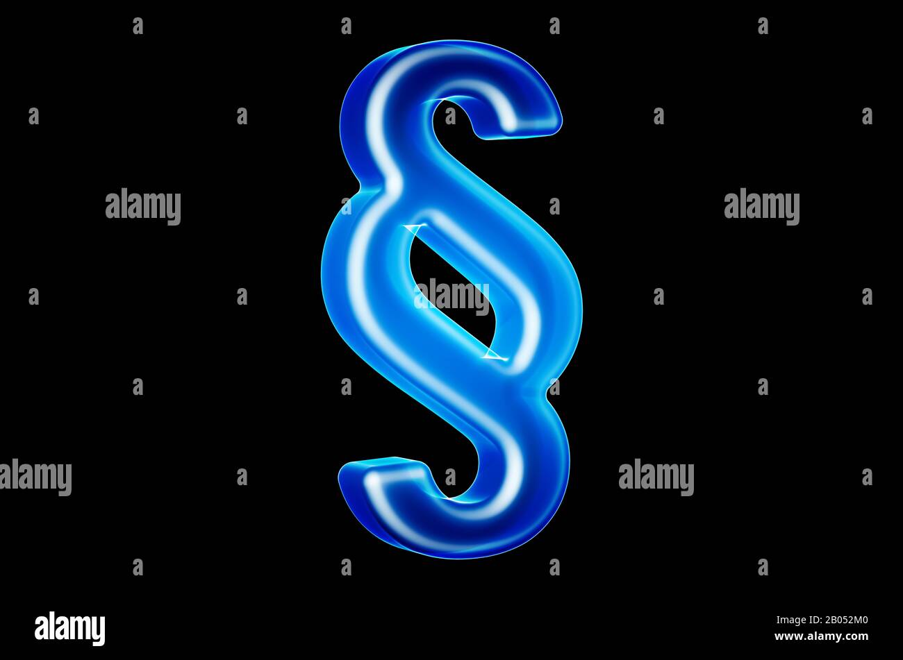 Section, paragraph symbol with hologram effect, 3D rendering on black ...