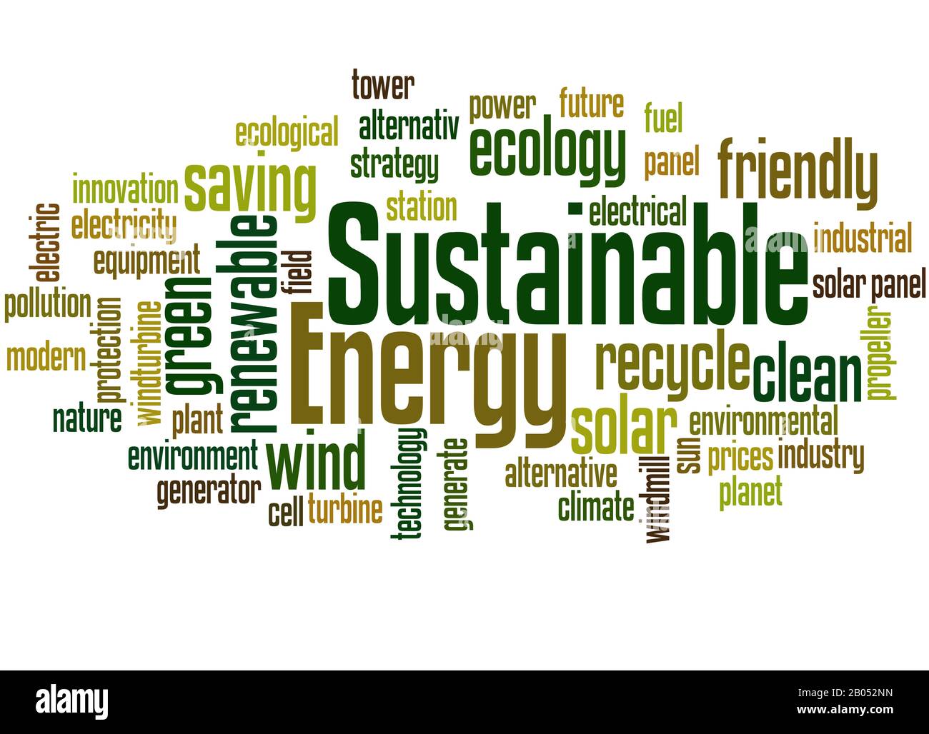 Sustainable energy word cloud concept on white background Stock Photo ...