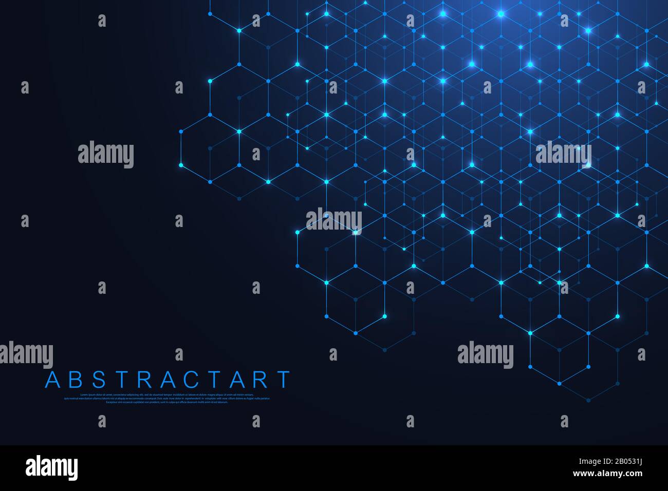 Technology abstract lines and dots connect background with hexagons. Hexagons connection digital ...