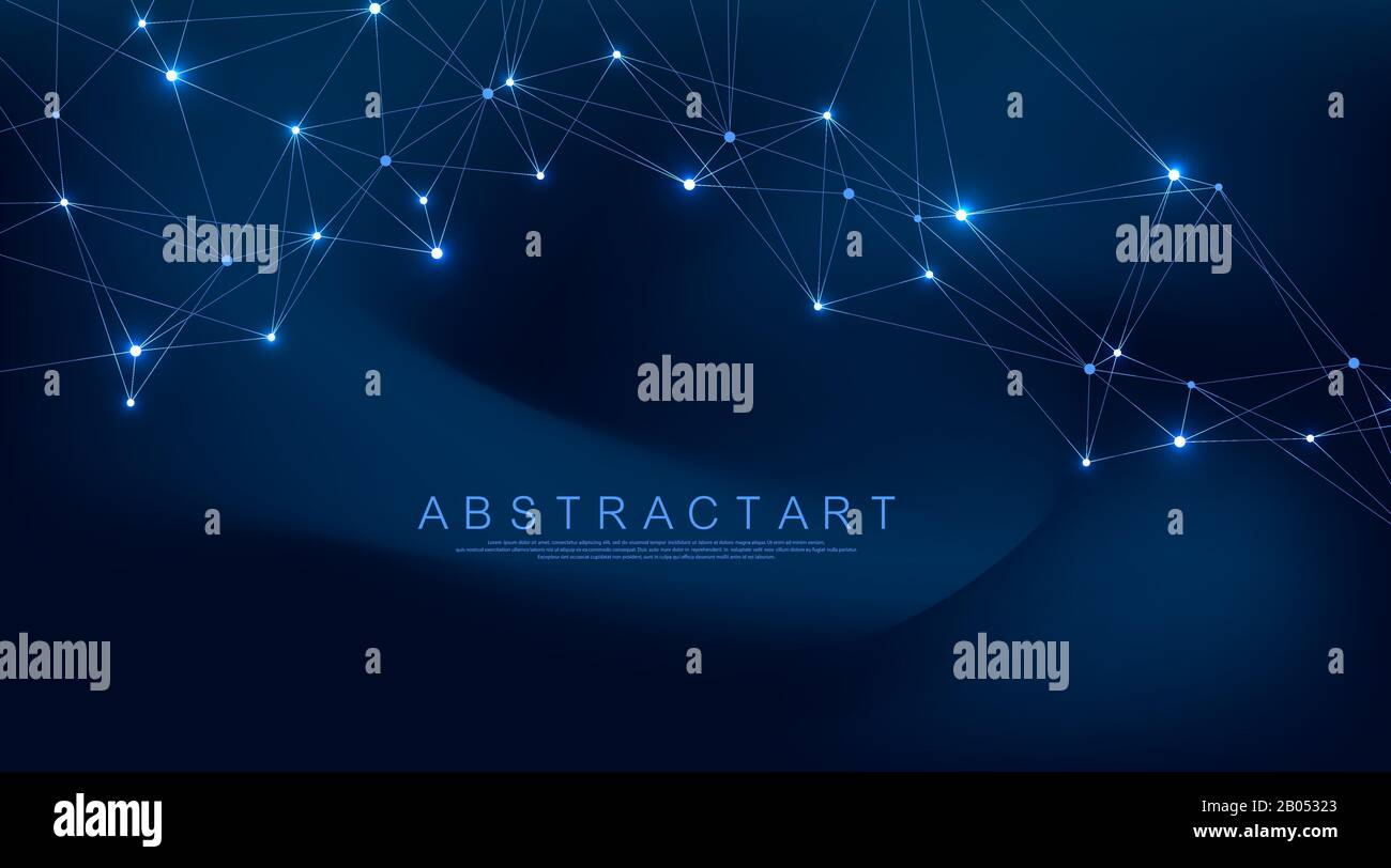 Abstract digital network connection structure on blue background ...