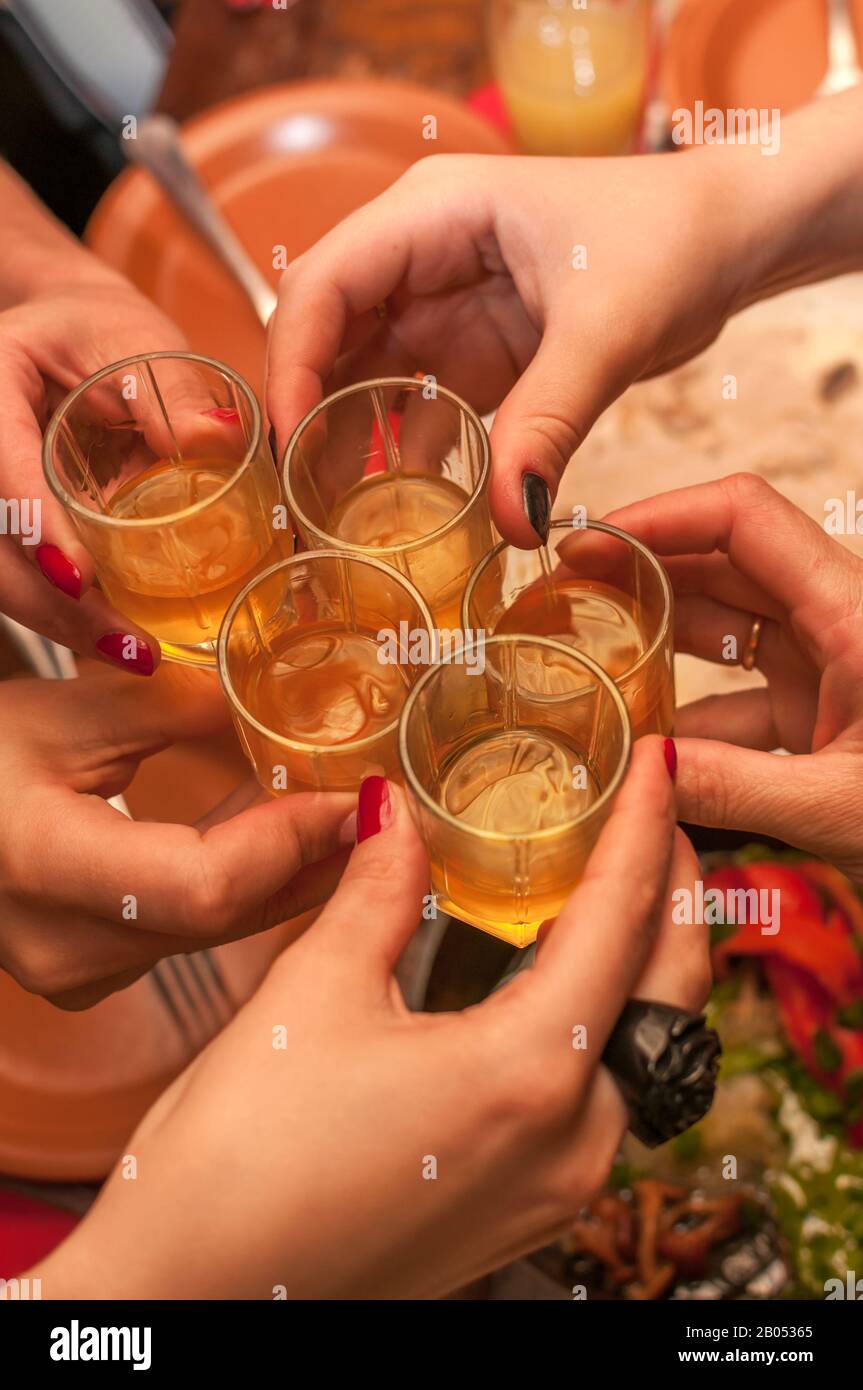 hen-party, girl's night out drinking shots Stock Photo - Alamy