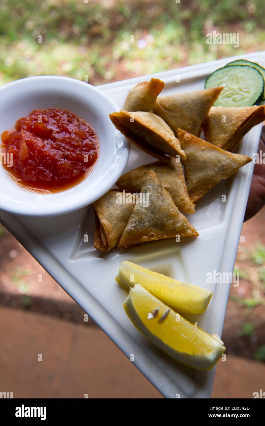 Appetizers (Samosas) at Karen Country Lodge near Nairobi in Kenya Stock ...
