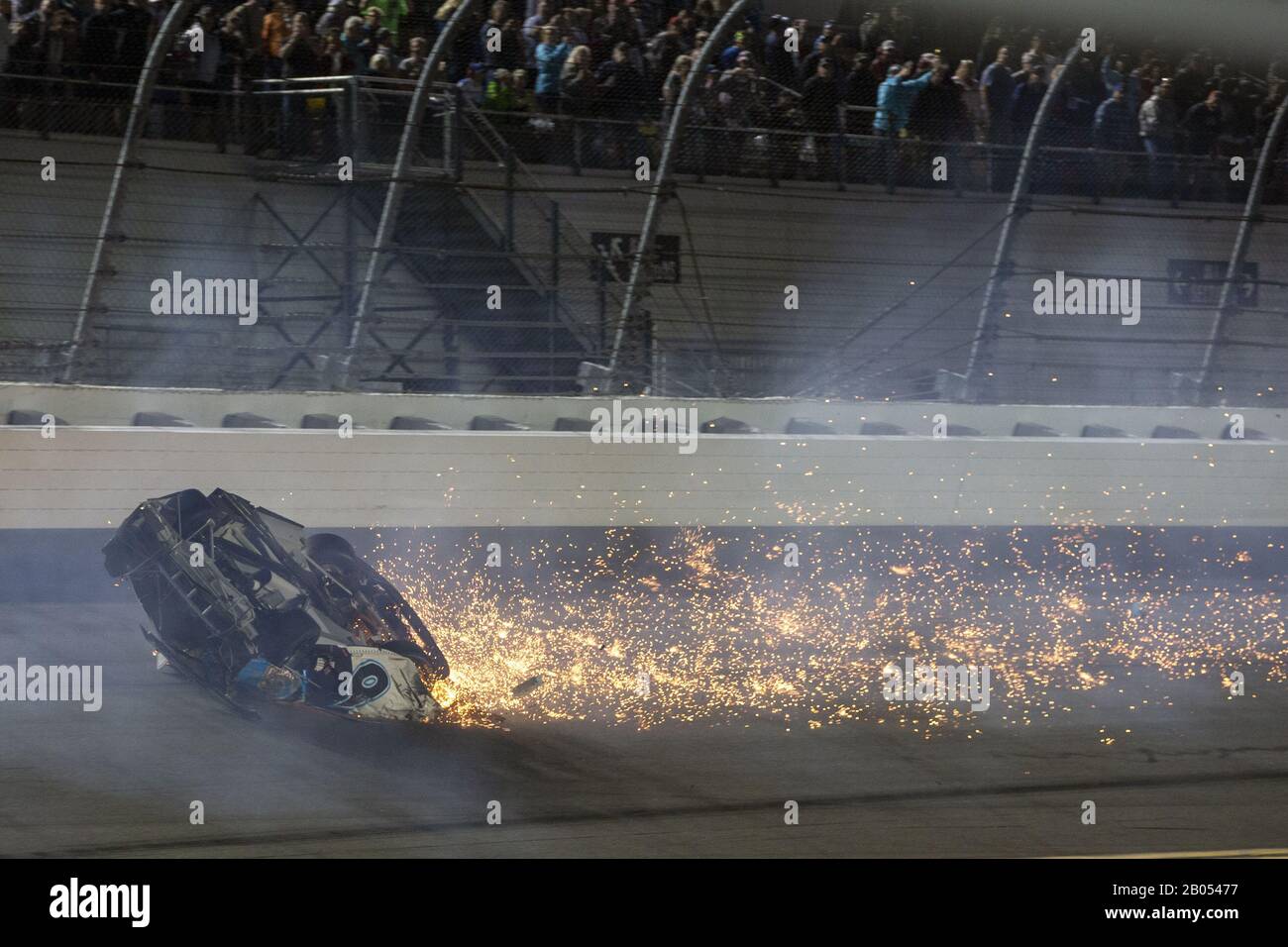 Daytona Beach, Florida, USA. 17th Feb, 2020. RYAN NEWMAN (6) crashes ...