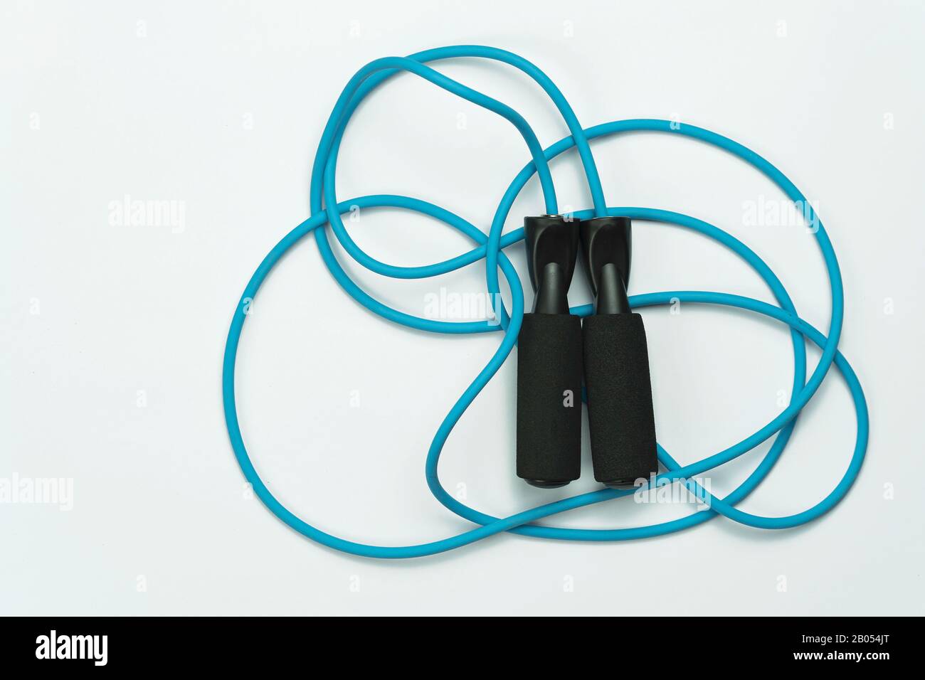 blue and black Jumping rope on white background sport fitness Stock ...