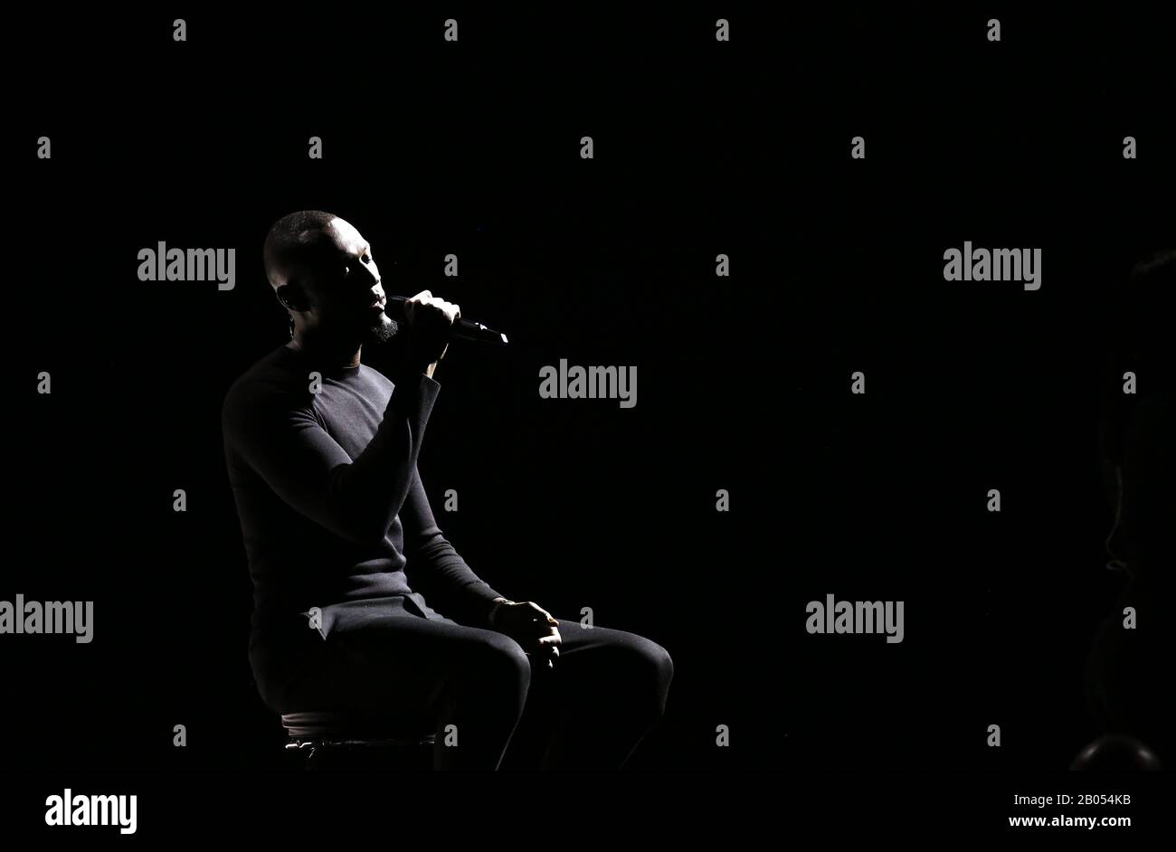 Stormzy performing on stage at the Brit Awards 2020 at the O2 Arena ...