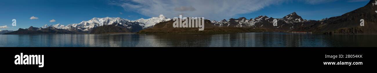 Panorama view of Grytviken and the British Base on King Edward Point on ...