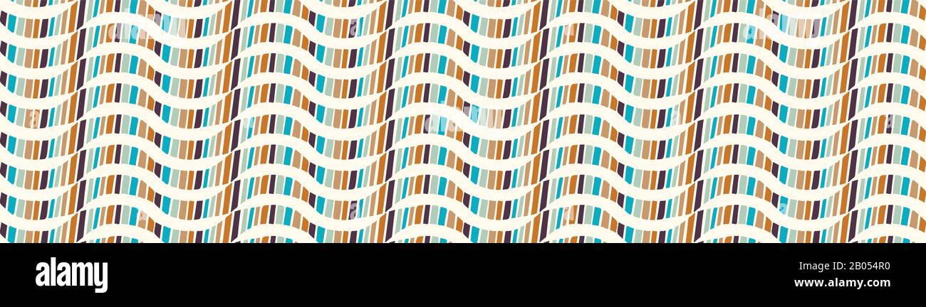Mid Century Wavy Modern Vintage Vector Banner Pattern Background. Wave ...