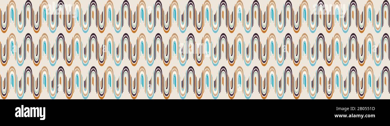 Mid Century Wavy Modern Vintage Vector Banner Pattern Background. Wave ...