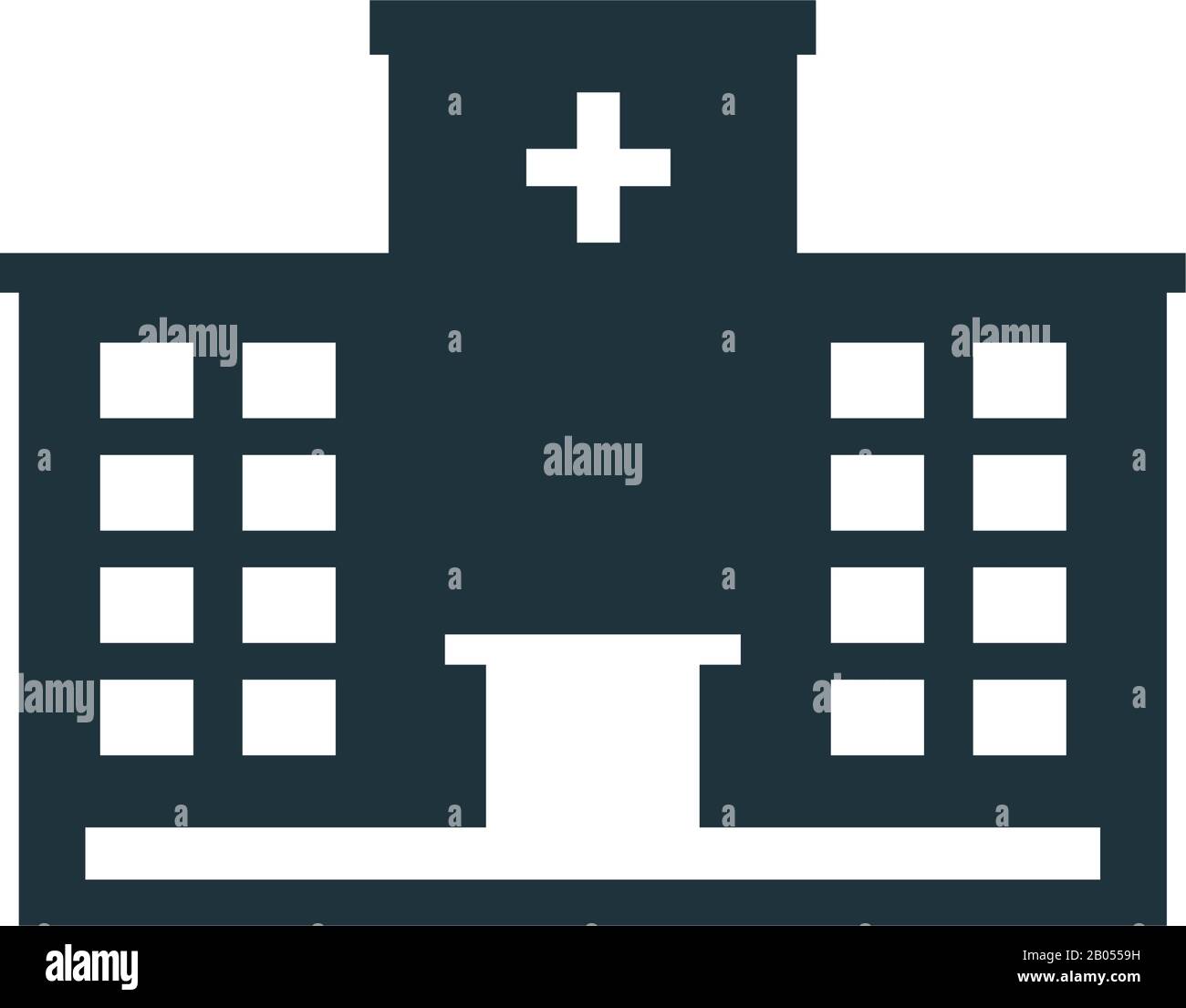 hospital building, silhouette style icon vector illustration design ...