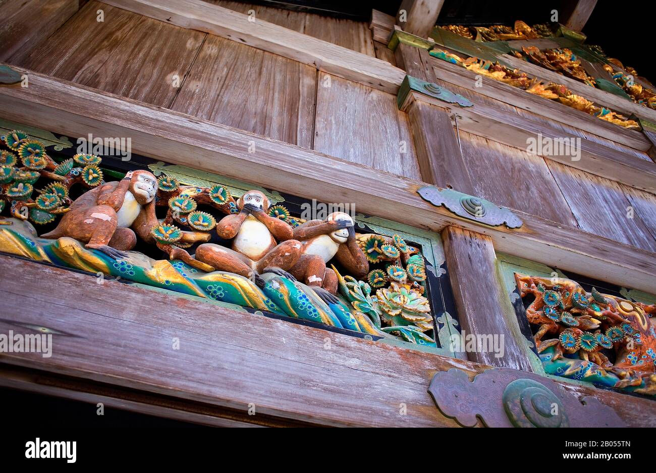 sculptures of the three wise monkeys embodying the proverbial principle ...