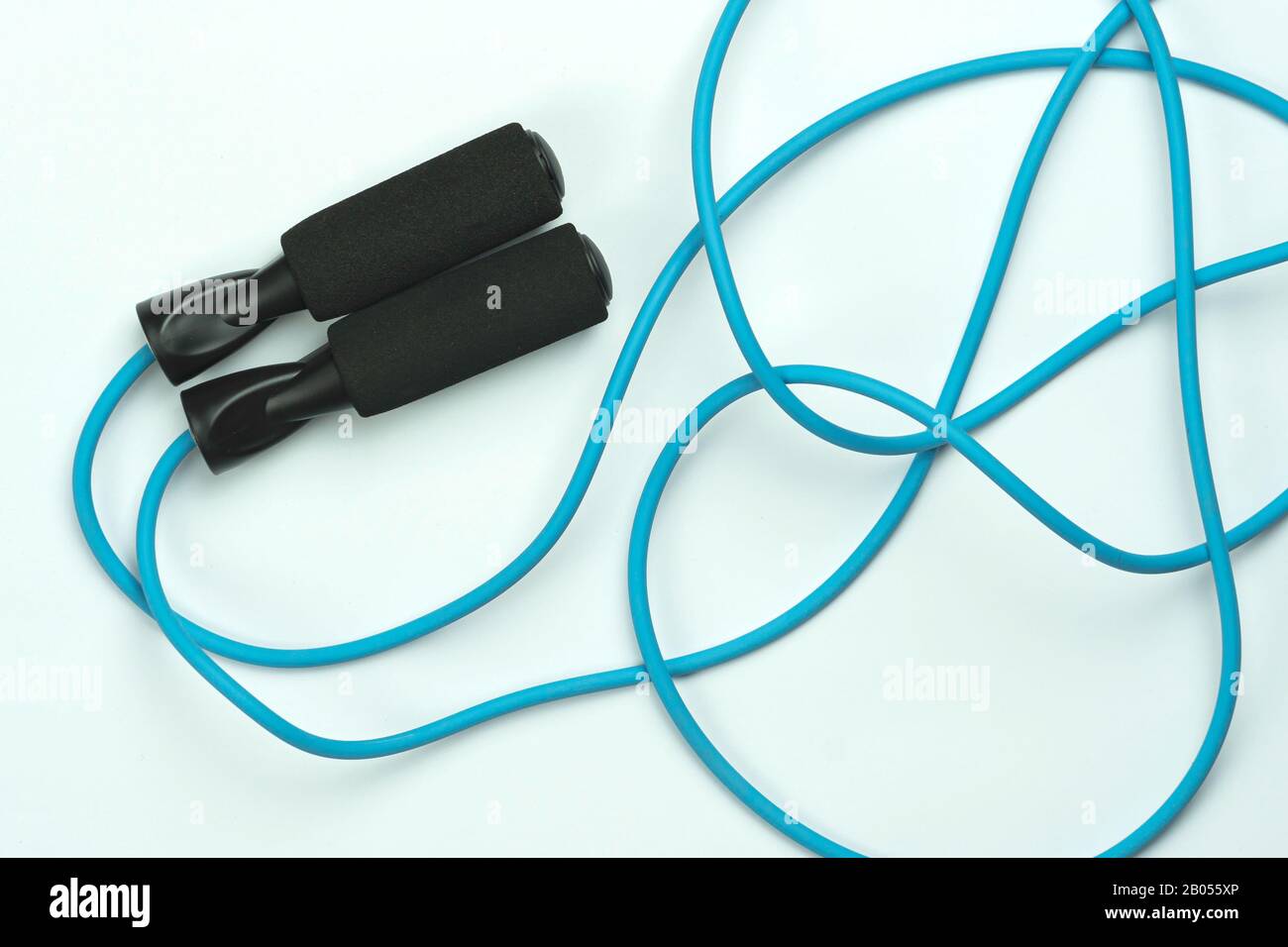 blue and black Jumping rope on white background sport fitness Stock ...