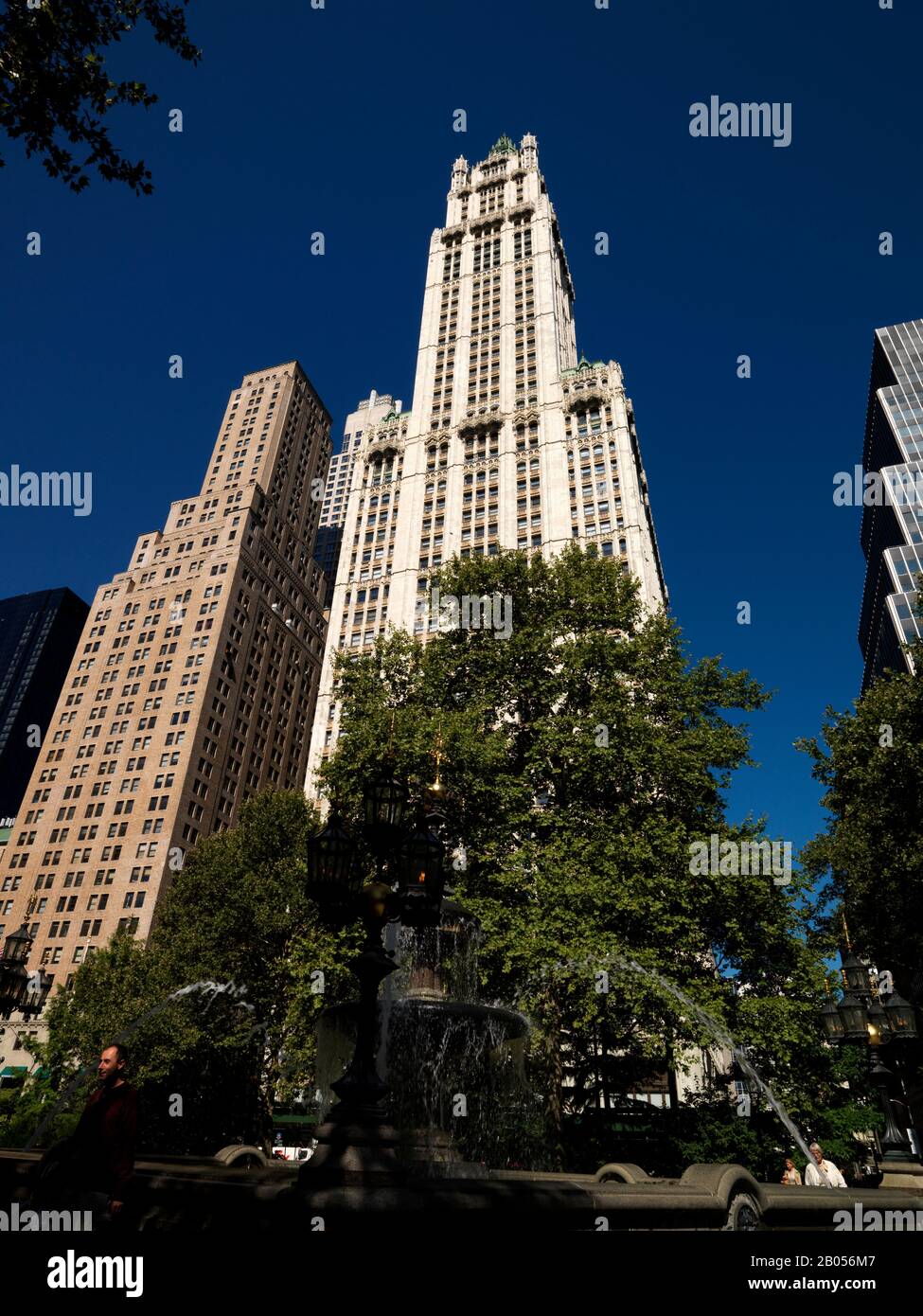 Low angle view of skyscrapers, Woolworth Building, Lower Manhattan ...