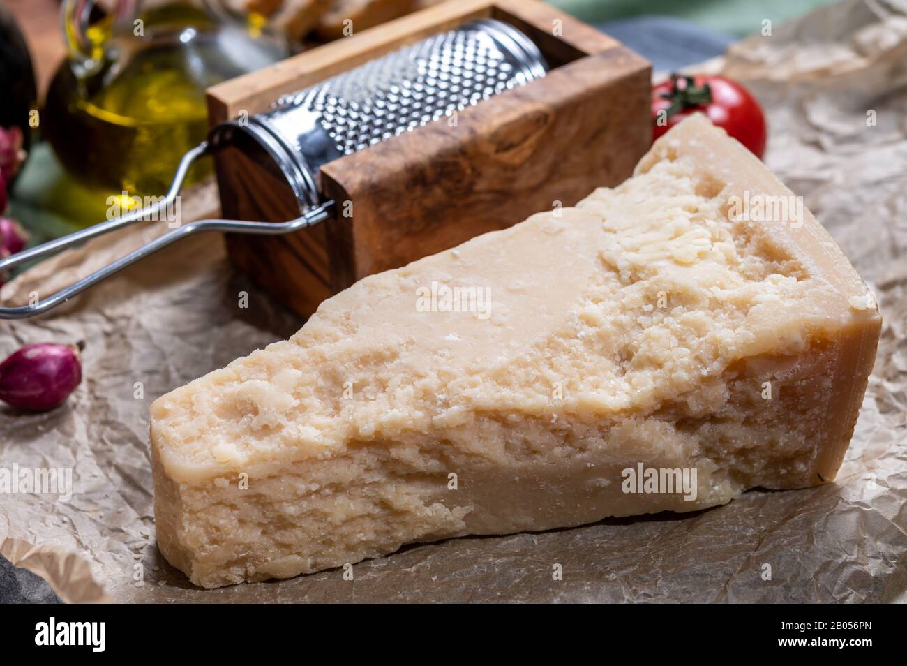 One piece of authentic Parmigiano-Reggiano or Parmesan Italian hard ...