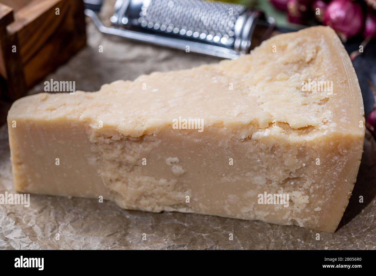 One piece of authentic Parmigiano-Reggiano or Parmesan Italian hard ...