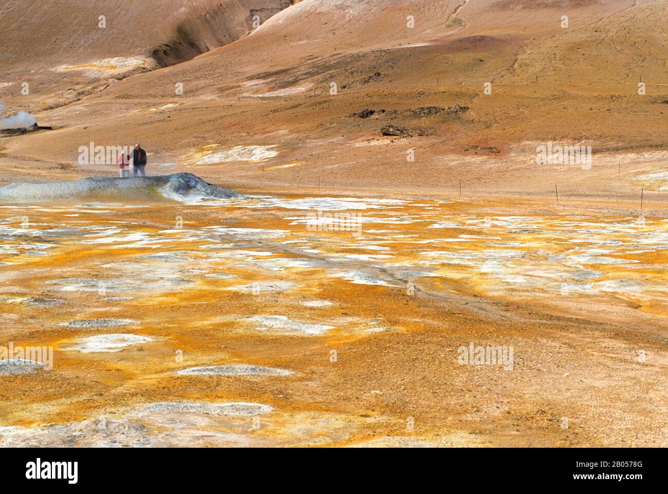 ICELAND, MYVATN LAKE AREA,NAMASKARD VOLCANIC AREA, BOILING MUD POOL ...