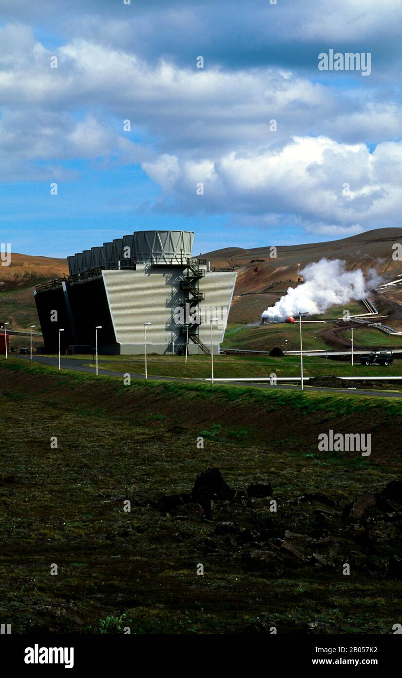 ICELAND, MYVATN LAKE AREA, NAMASKARD VOLCANIC AREA, KRAFLA GEOTHERMIC ...