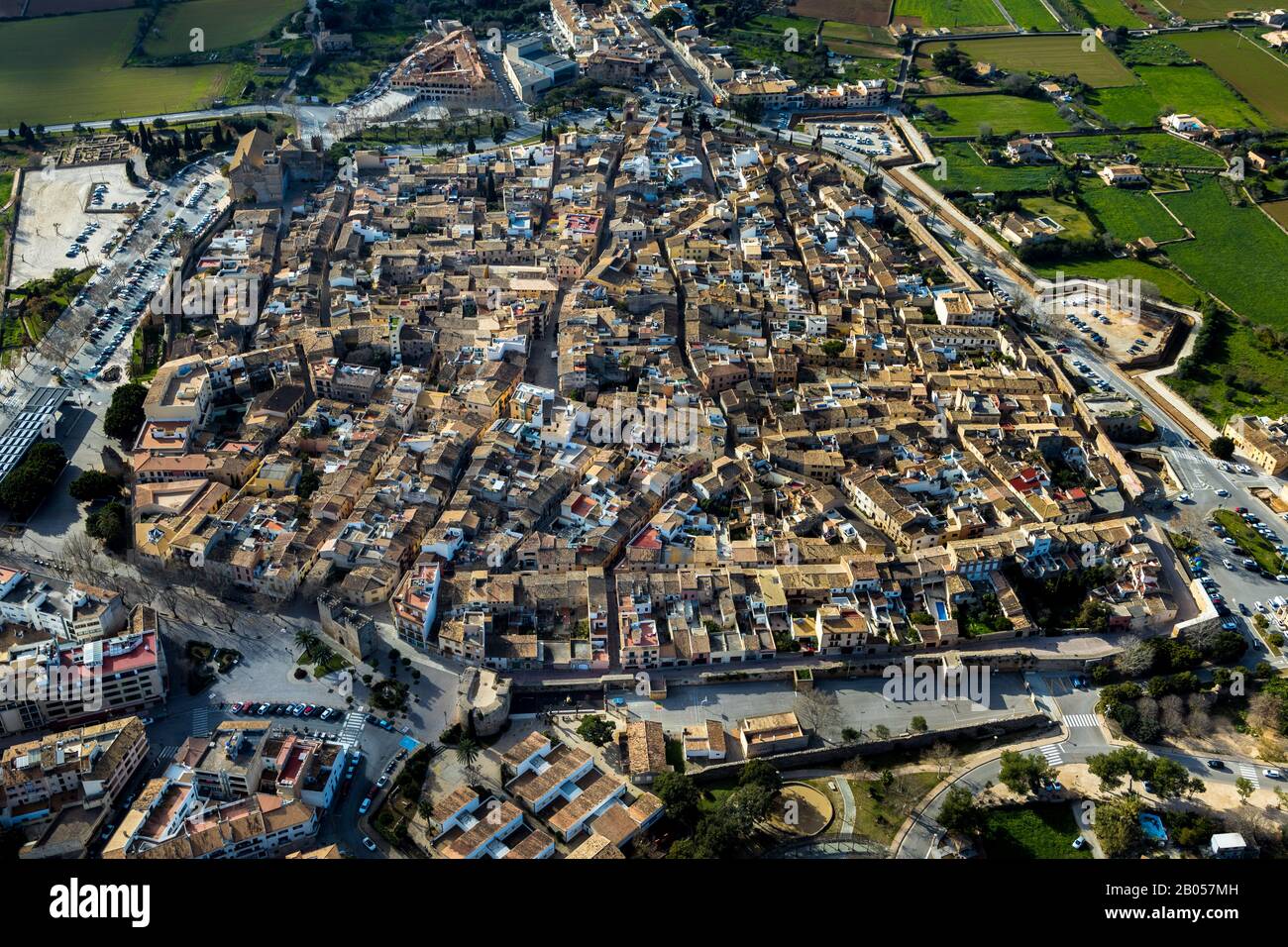 Aerial view, Town view Alcúdia, Alcúdia, Europe, Balearic Islands ...