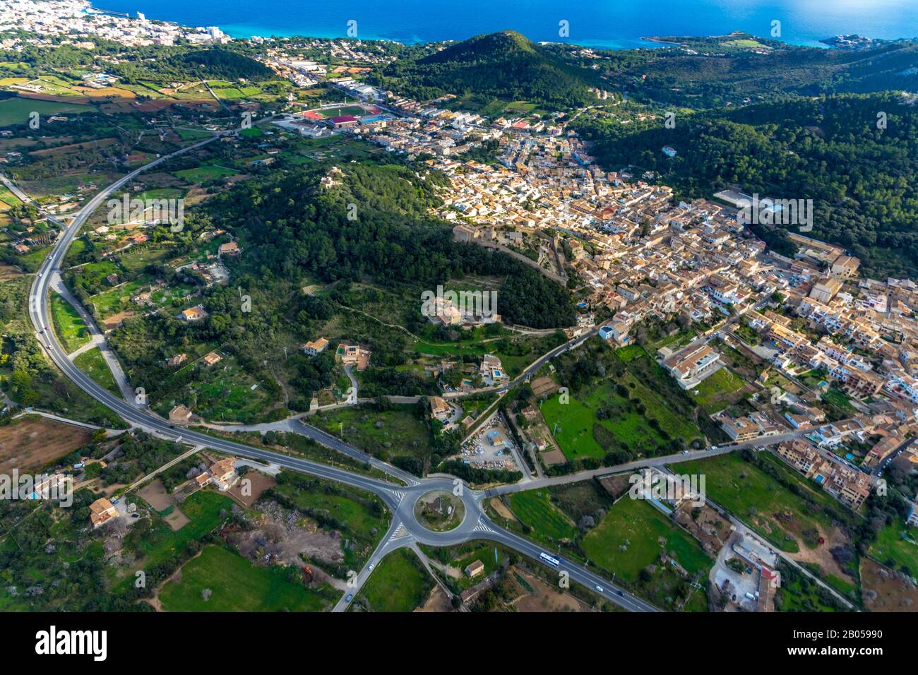 Aerial photo, Castell de Capdepera, Castle of Capdepera, Triangular ...