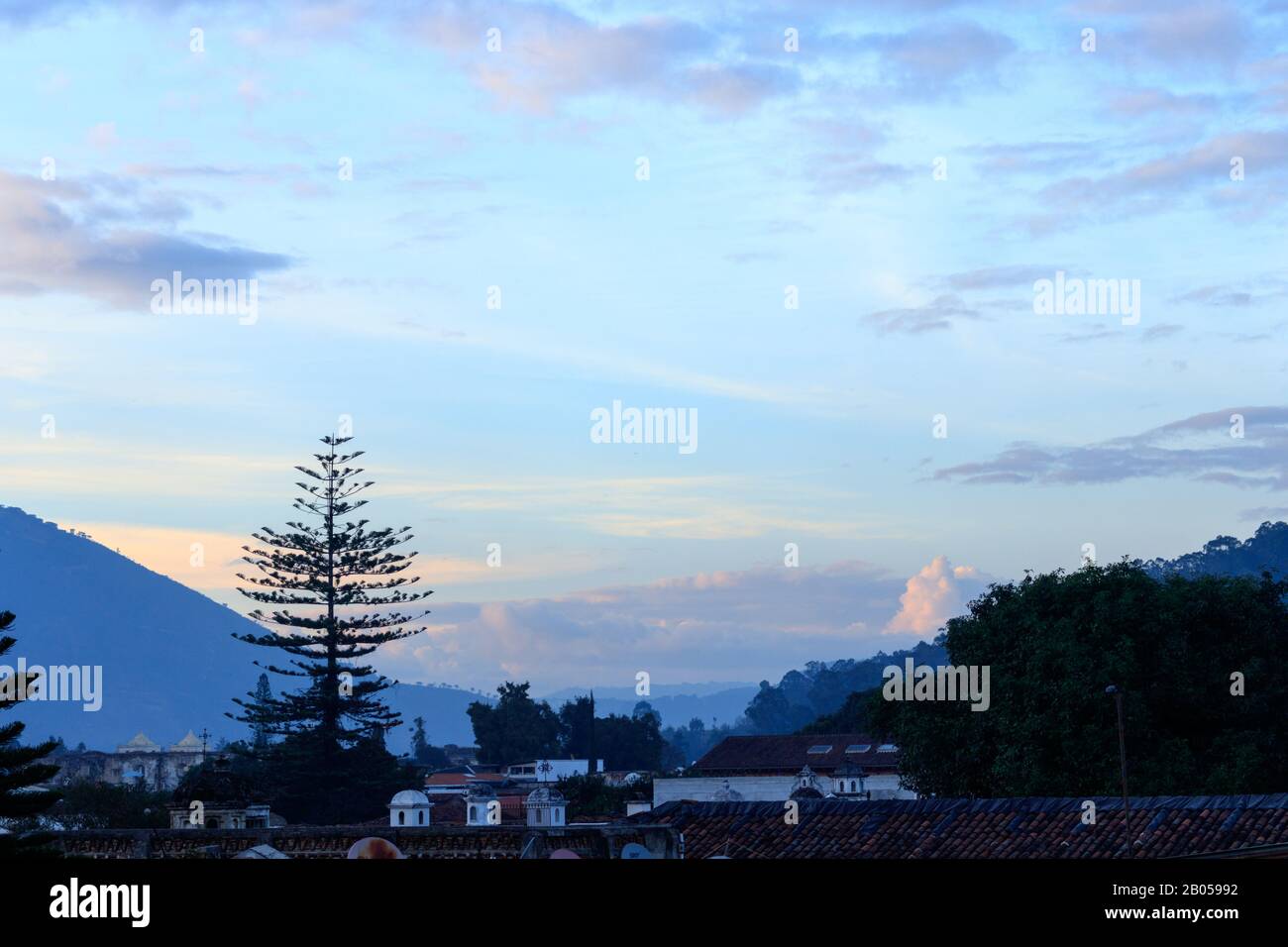 sunset over the colonial city of antigua guatemala Stock Photo - Alamy