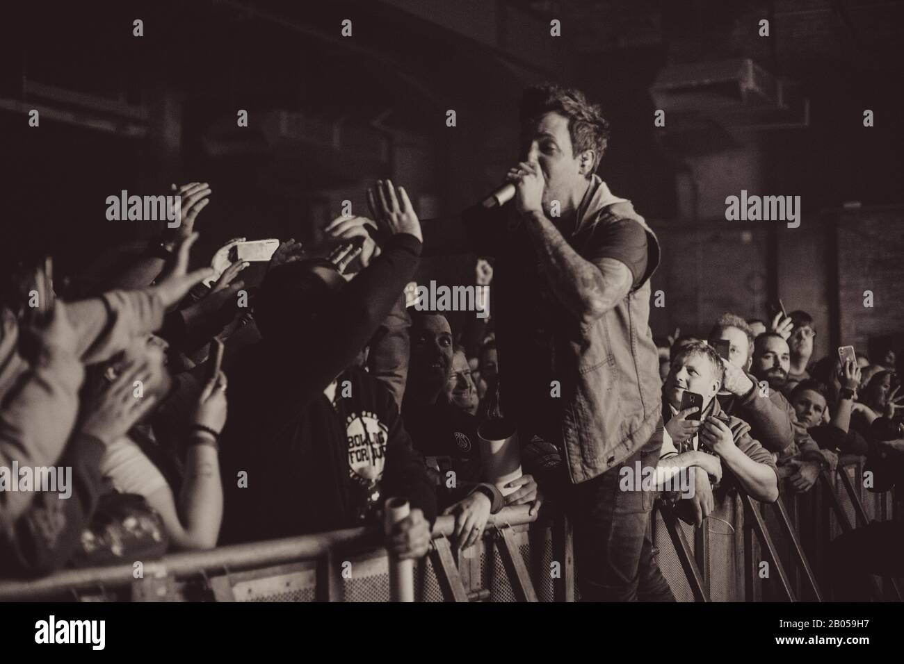Pierre Bouvier singer from simple plan, live at o2 victoria warehouse ...