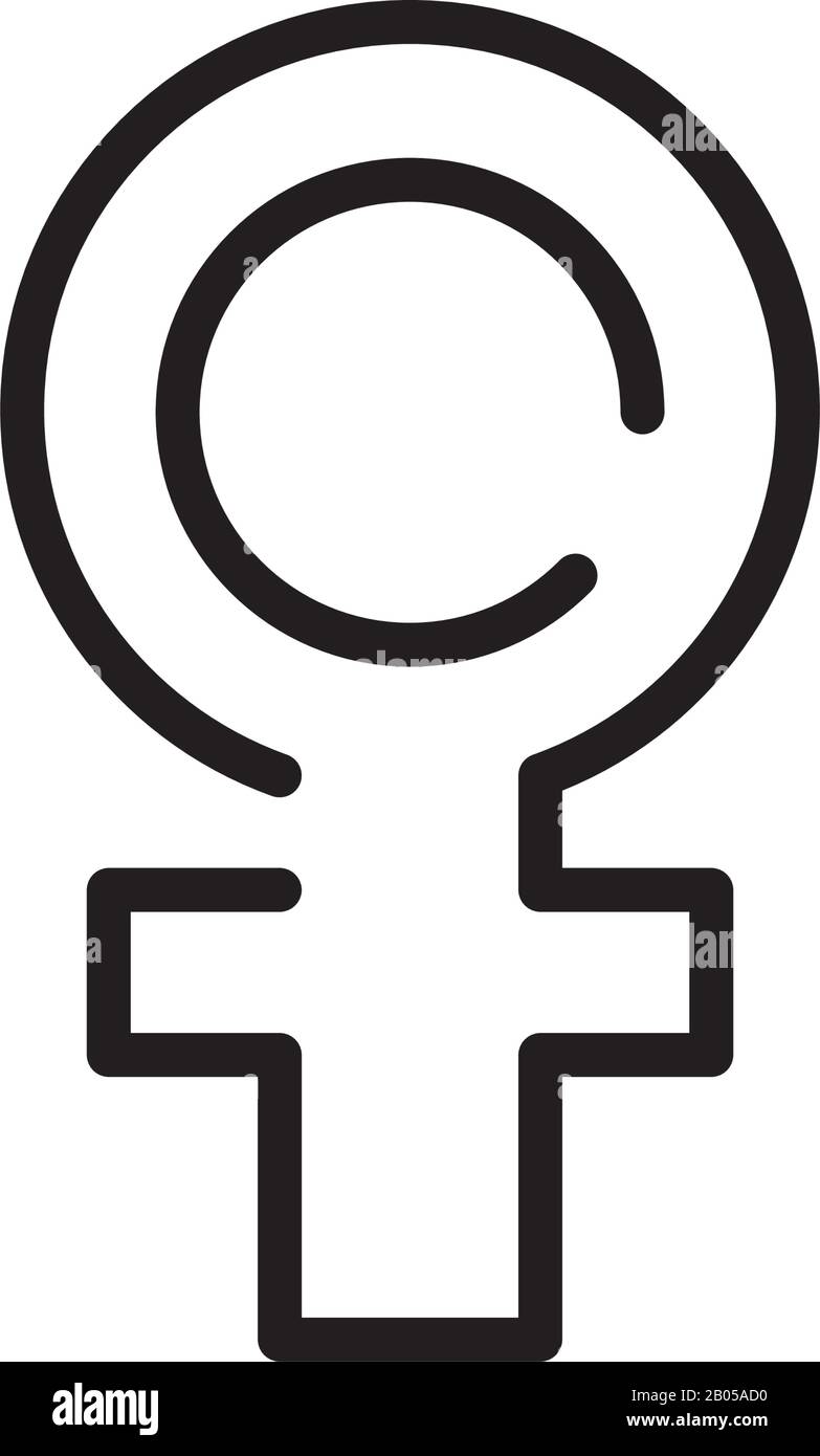 Female Gender Symbol Over White Background Line Style Icon Vector