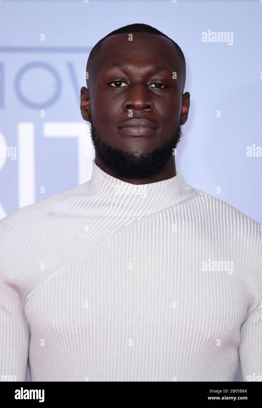 Stormzy arriving at the Brit Awards 2020 held at the O2 Arena, London ...