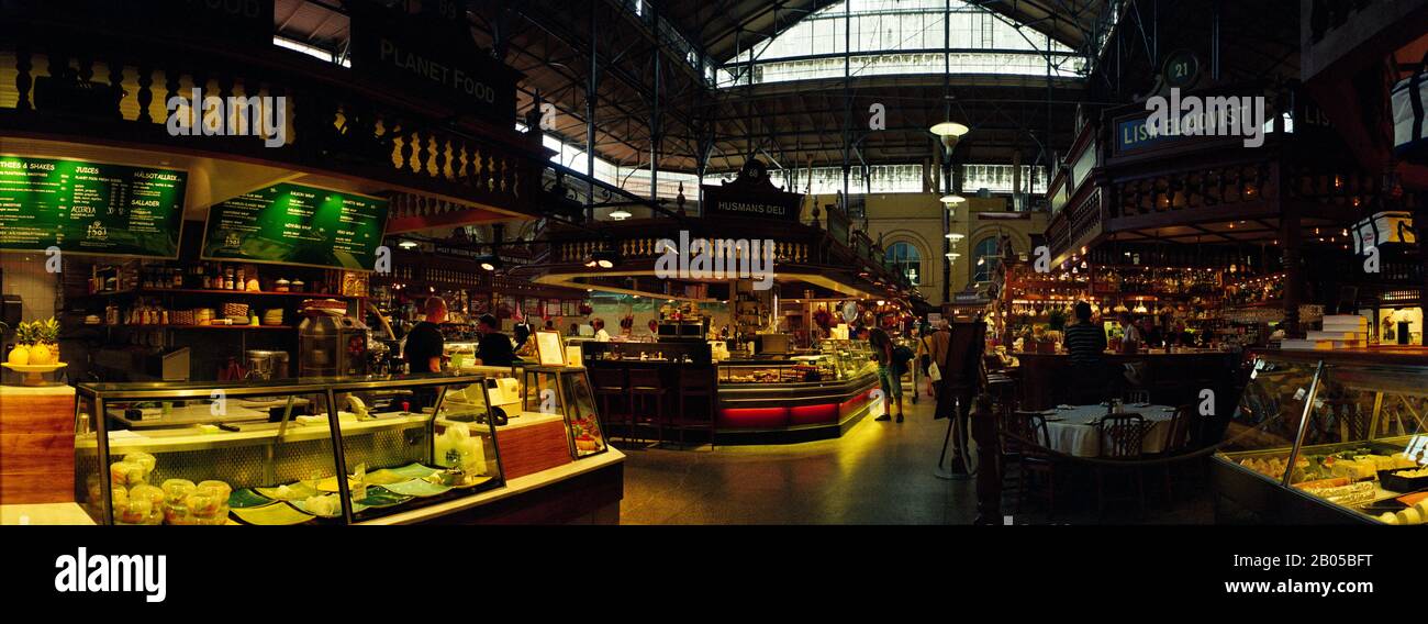 Interiors of a market, Saluhall Market, Stockholm, Sweden Stock Photo ...