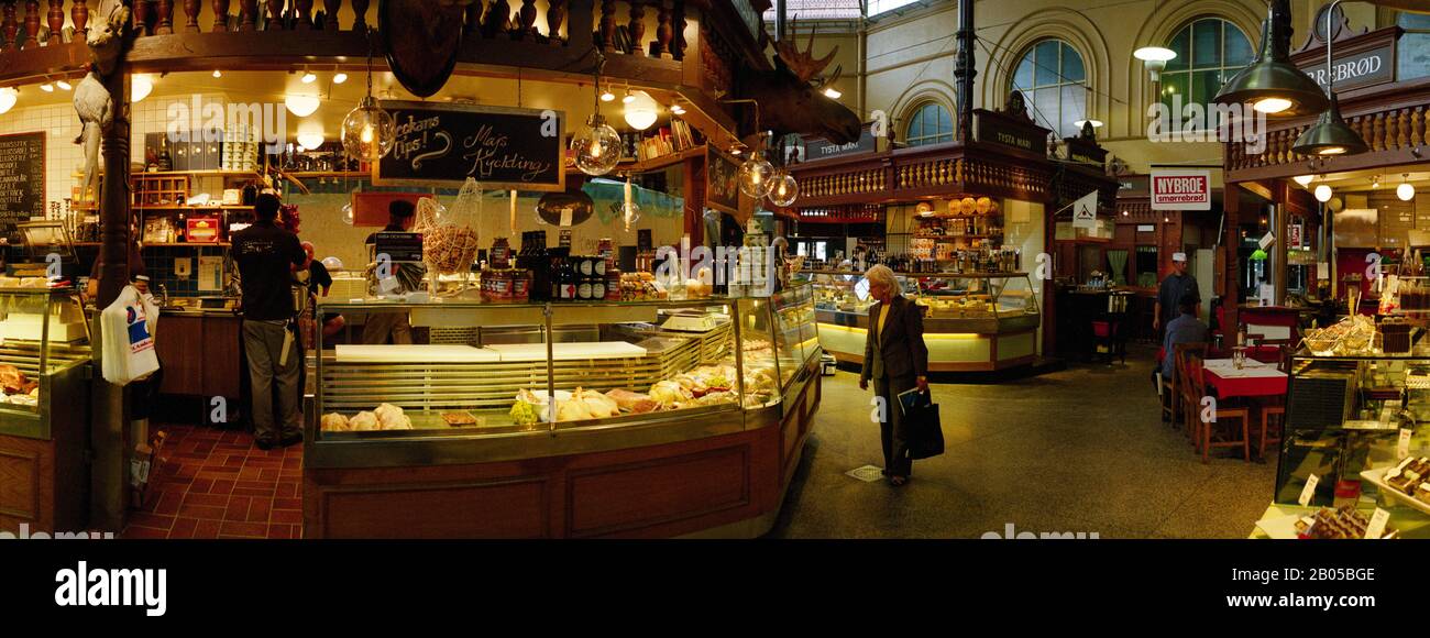 Interiors of a market, Saluhall Market, Stockholm, Sweden Stock Photo ...