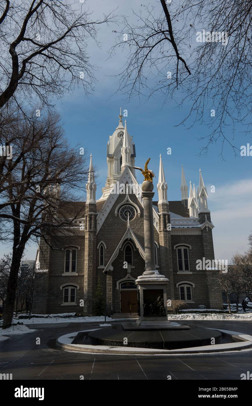 View of Assembly Hall on Historic Temple Square in Downtown Salt Lake ...
