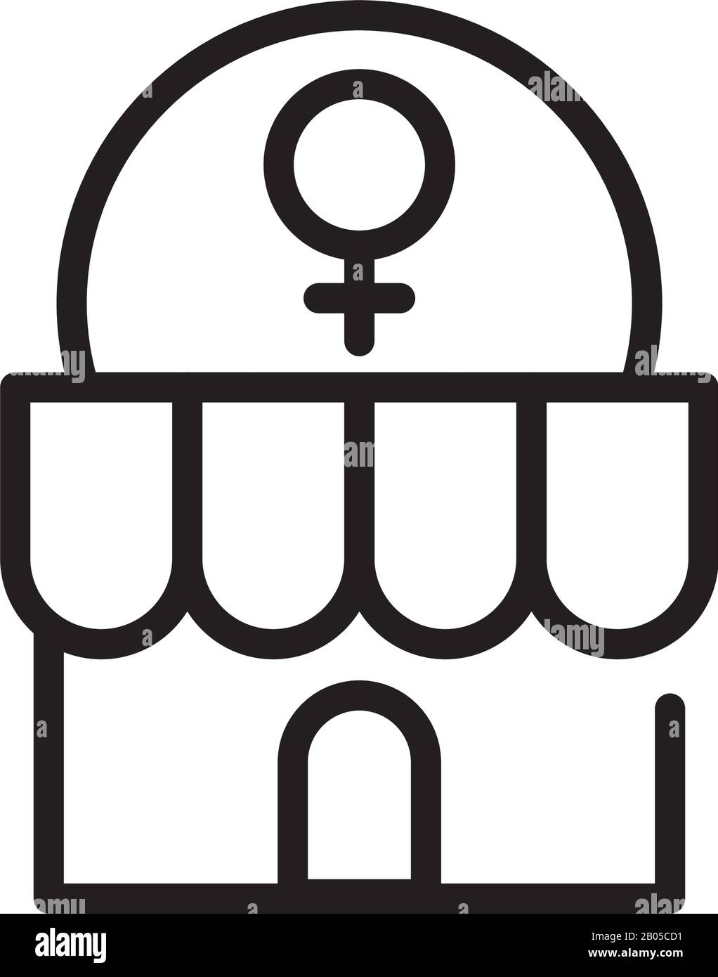 Store With Female Gender Symbol Over White Background Line Style Icon