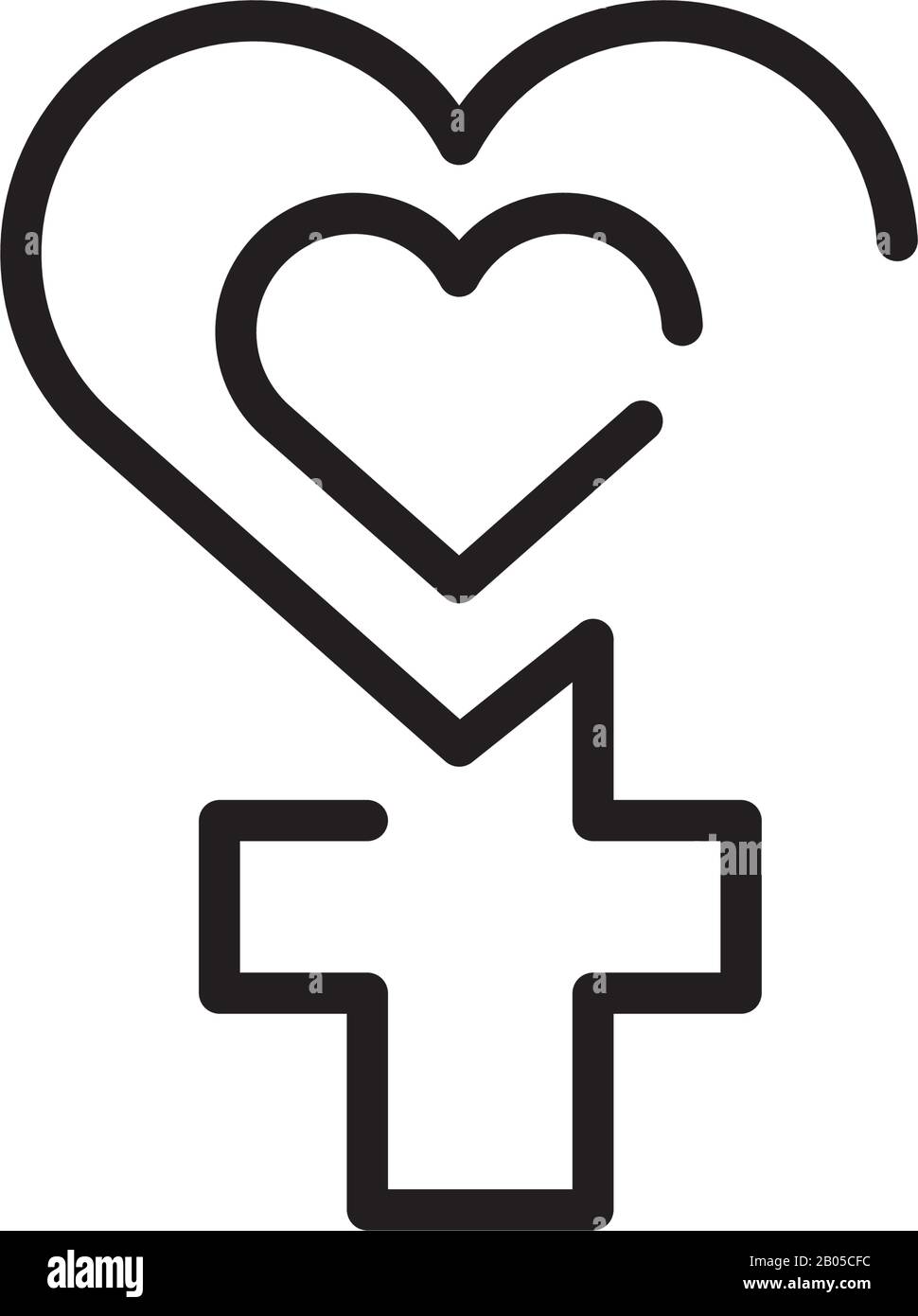 Female Gender Symbol With Heart Shape Over White Background Line Style