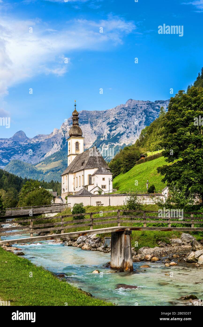 church in Ramsau, Germany, Bavaria, Oberbayern, Upper Bavaria Stock ...