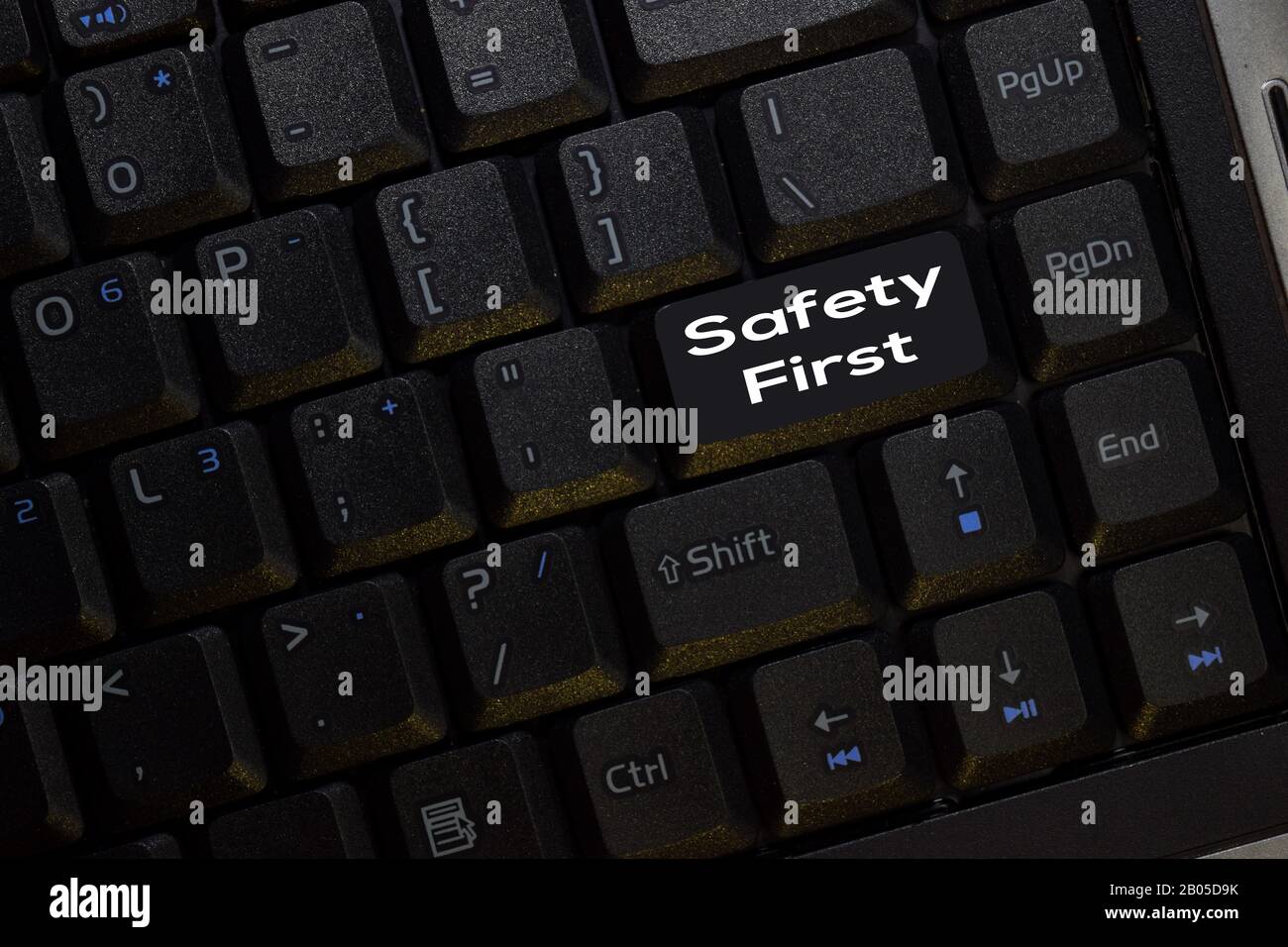 Safety First isolated on laptop keyboard background Stock Photo - Alamy