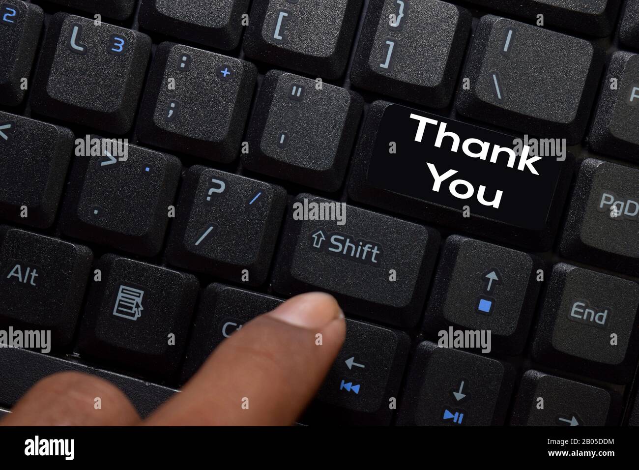 Thank You isolated on laptop keyboard background Stock Photo - Alamy
