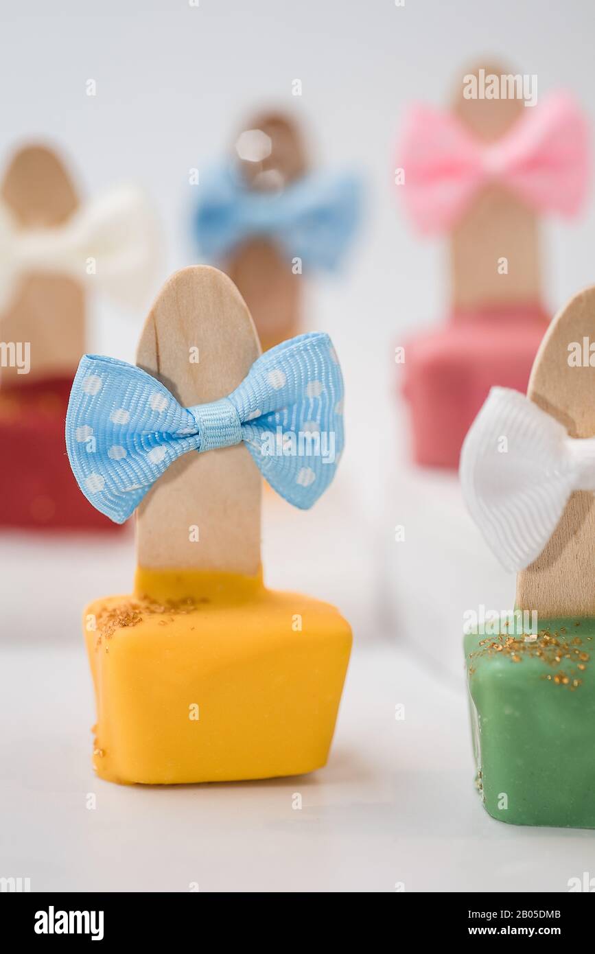 Colored fancy sweet chocolate assortment Stock Photo - Alamy