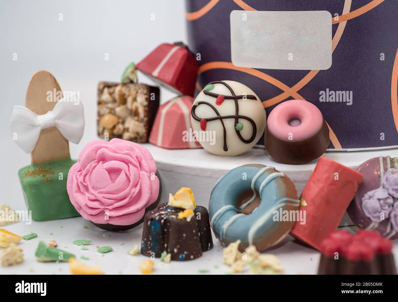 Colored fancy sweet chocolate assortment Stock Photo - Alamy