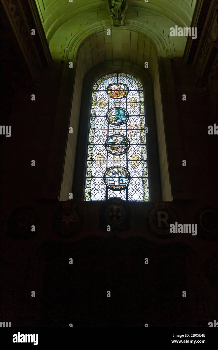 Edinburgh, JUL 12: Interior view of the colorful window of Edinburgh ...