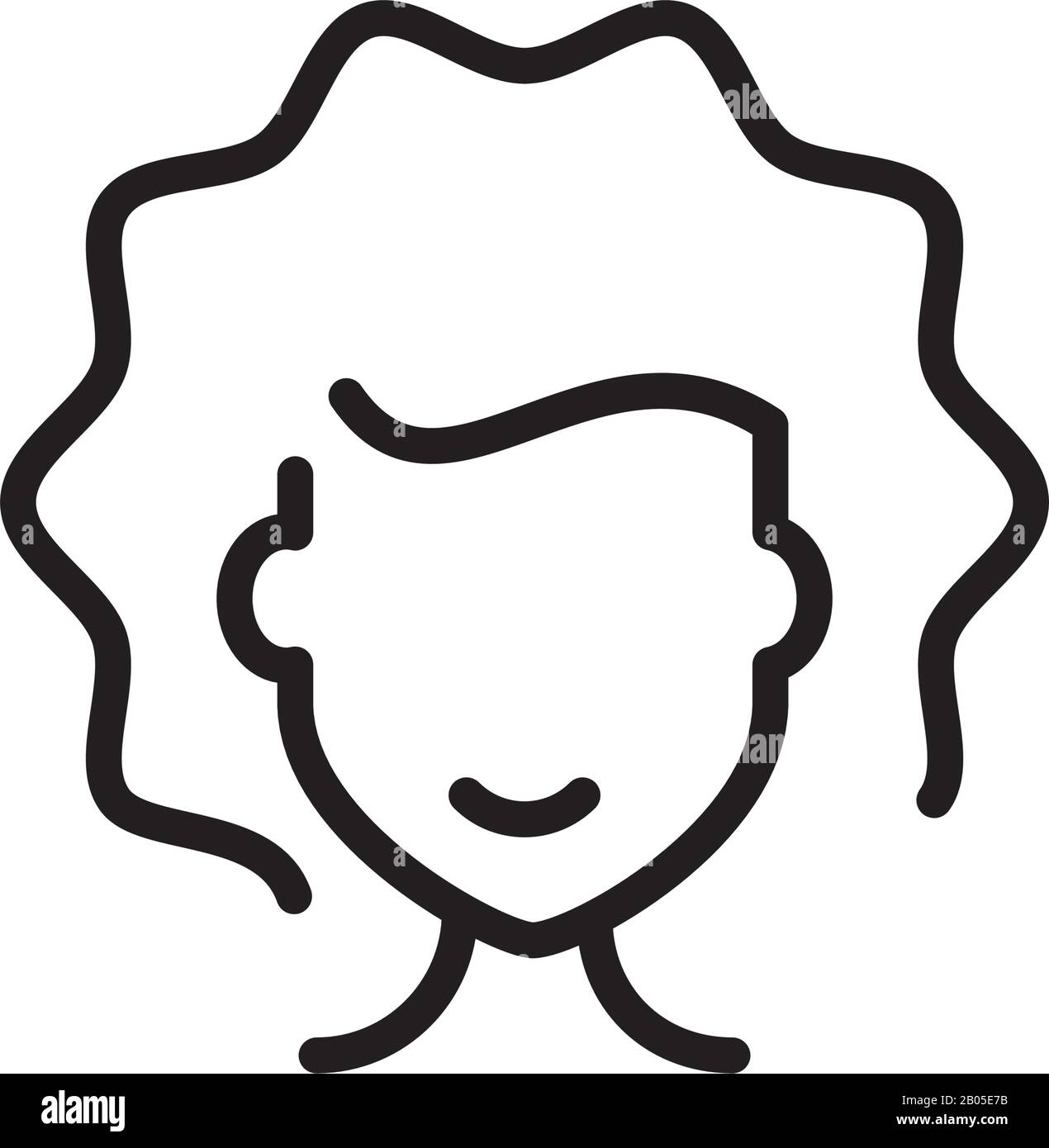 avatar woman with curly hair over white background, line style icon ...