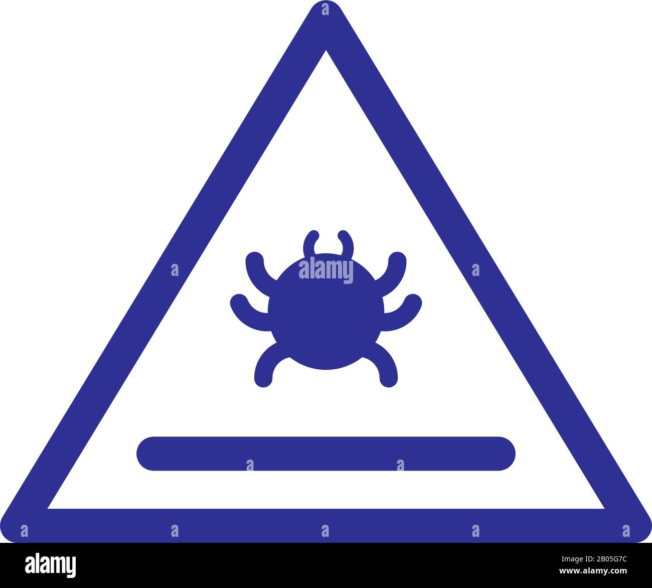 virus warning sign icon over white background, thick line style, vector ...