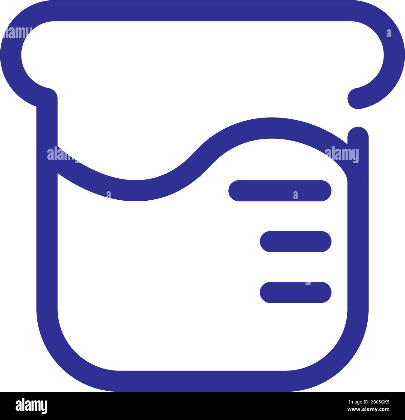 chemical beaker icon over white background, thick line style, vector ...