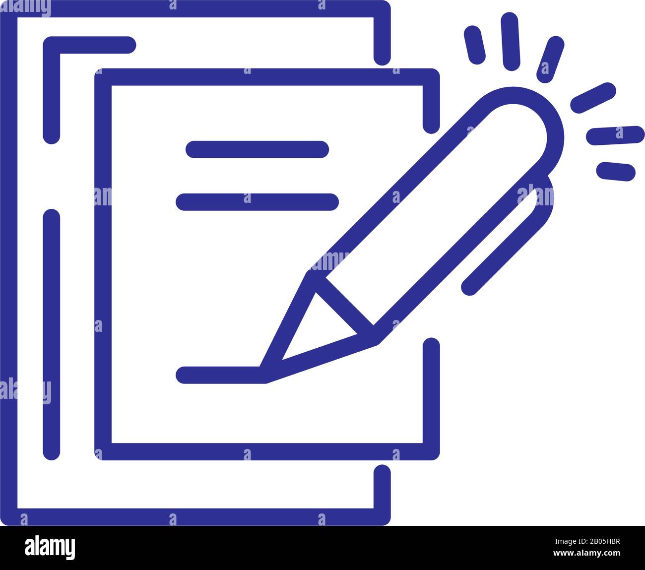 document page and pen over white background, line detail style, vector ...