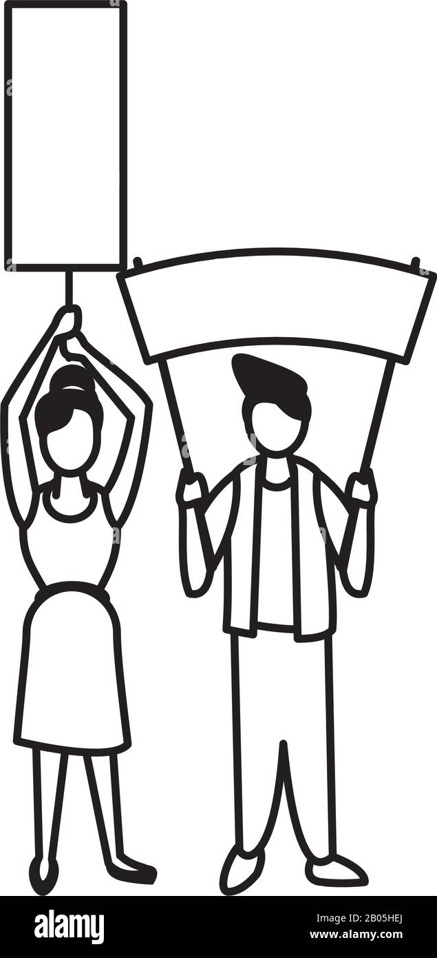 Couple with banners Black and White Stock Photos & Images - Alamy