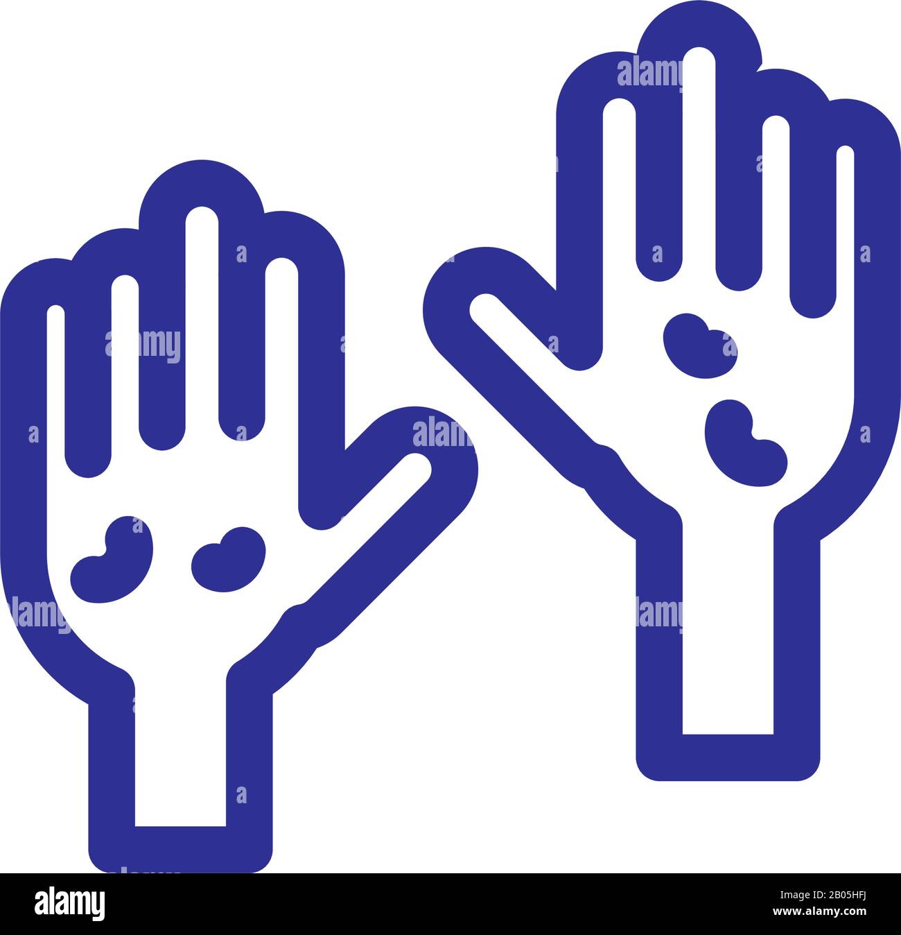 hands with poxs over white background, thick line style, vector ...