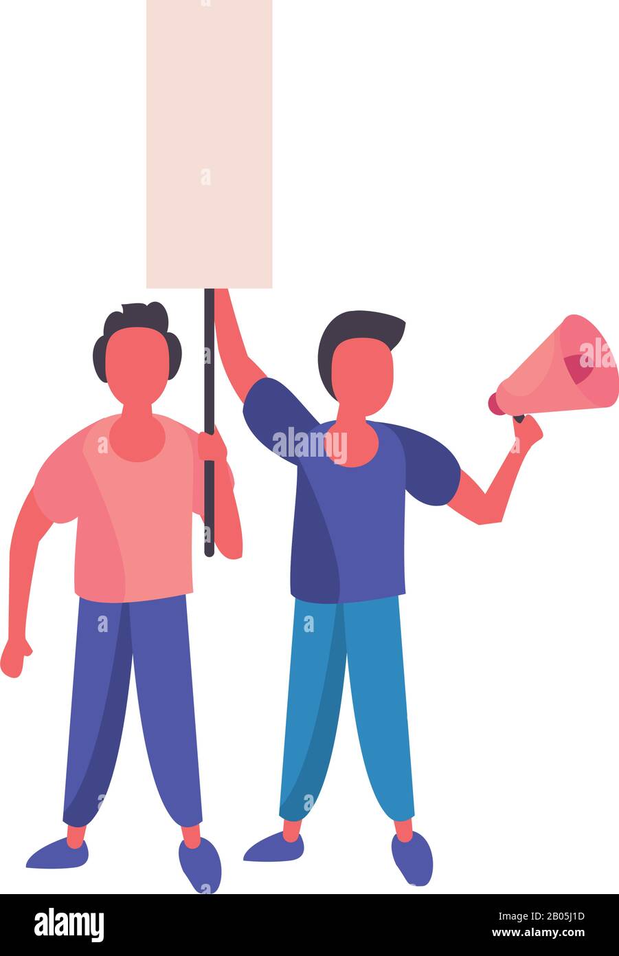 activists men with protest banner and megaphone Stock Vector Image ...